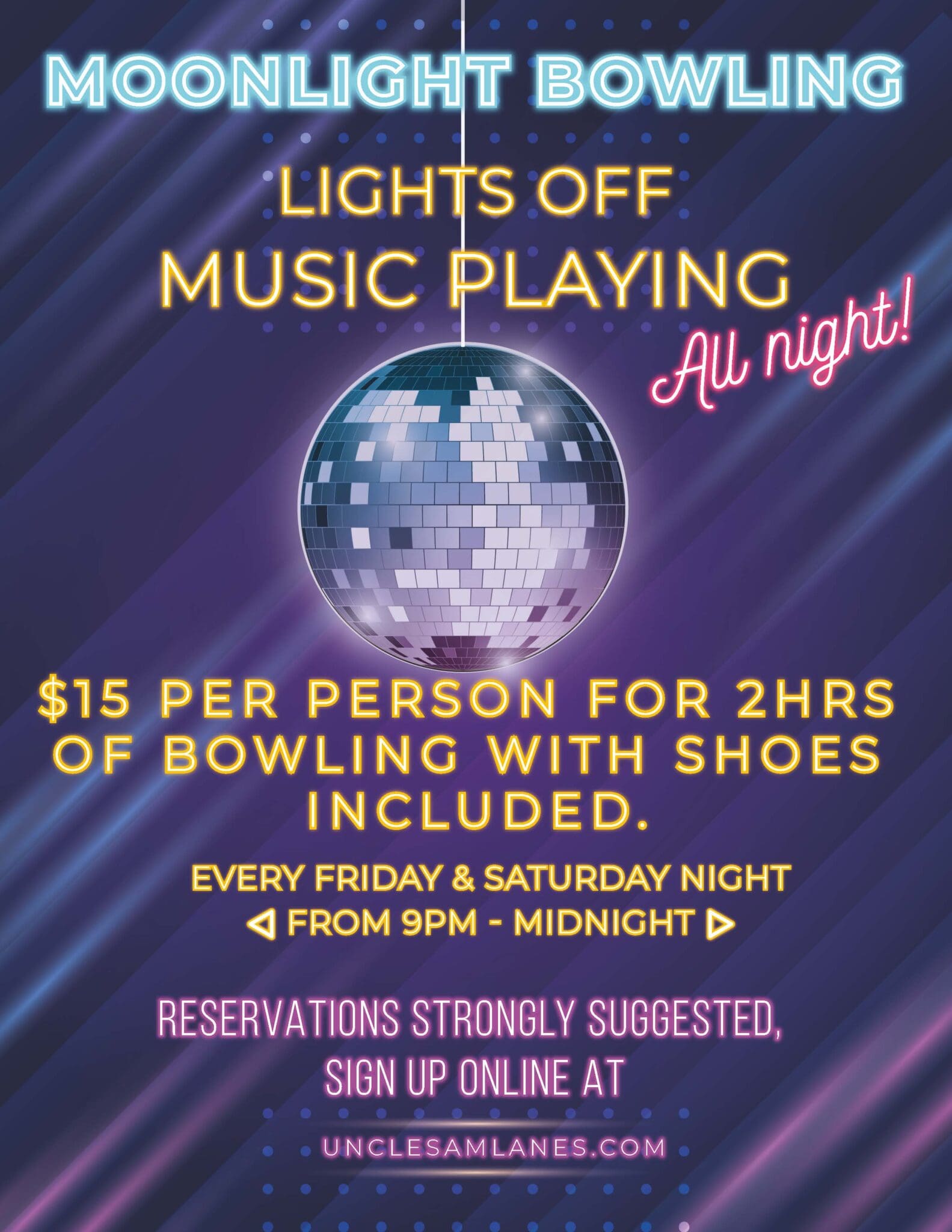 Moonlight Bowling – Uncle Sam Lanes | Troy NY